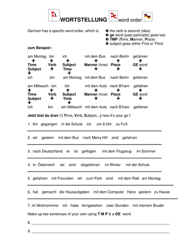 German word order Wortstellung | Teaching Resources