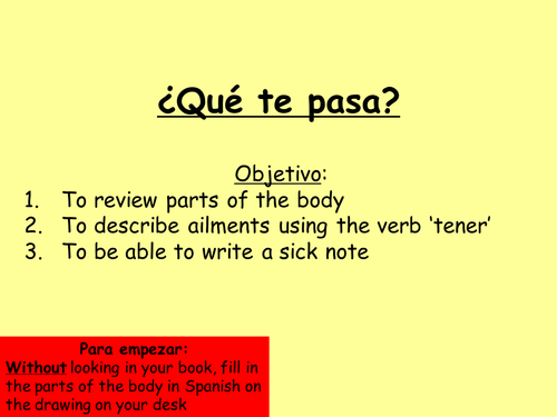 ¿Que te pasa? Lesson on illness | Teaching Resources
