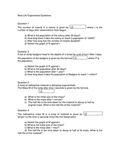 Real Life Exponentials | Teaching Resources