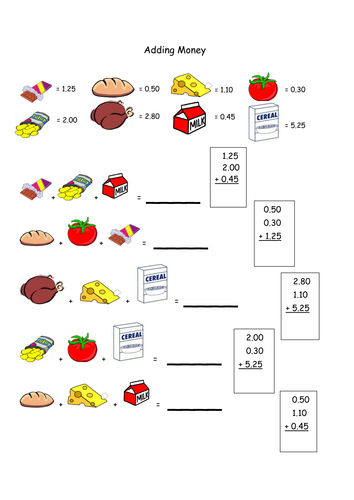 Adding Money - 3 addends with Regrouping | Teaching Resources