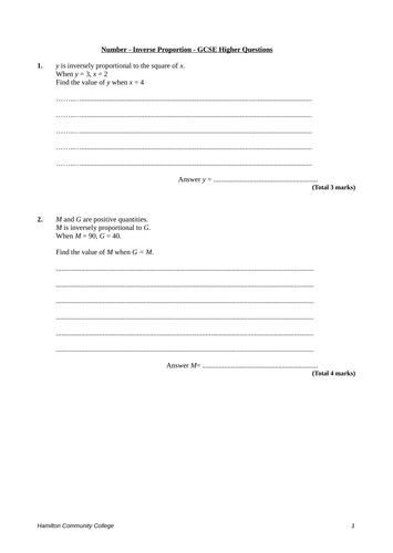 Direct and Inverse Proportion Handout | Teaching Resources Direct and Inverse Proportion Handout | Teaching Resources