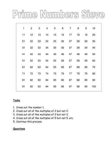 Prime Number Sieve | Teaching Resources