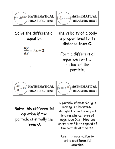 Differential Equations Treasure Hunt | Teaching Resources