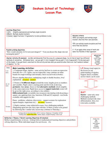 Equivalent Expressions - dissecting shapes | Teaching Resources
