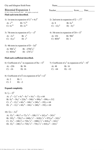 Multichoice questions for pure maths | Teaching Resources