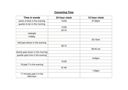 Telling Time in Different Ways | Teaching Resources