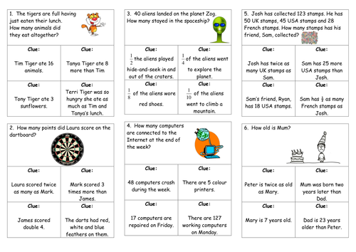 Math Relay Races (Problem-solving Puzzles) | Teaching Resources