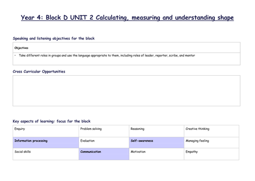 Math outline plans for all blocks and units | Teaching Resources