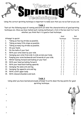 Sprinting Technique Task Cards | Teaching Resources Sprinting Technique Task Cards | Teaching Resources