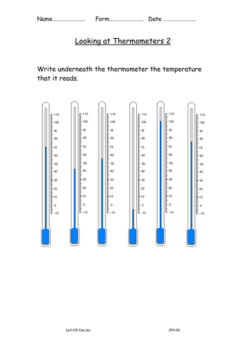 Thermometer Worksheets | Teaching Resources