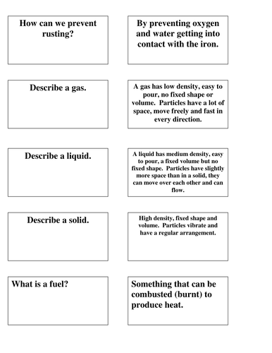 Chemical reactions card sort | Teaching Resources