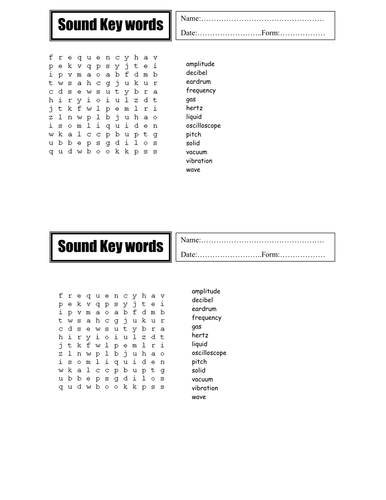 Sound wordsearch | Teaching Resources