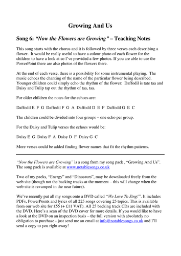 Now The Flowers Are Growing - a song about plants | Teaching Resources