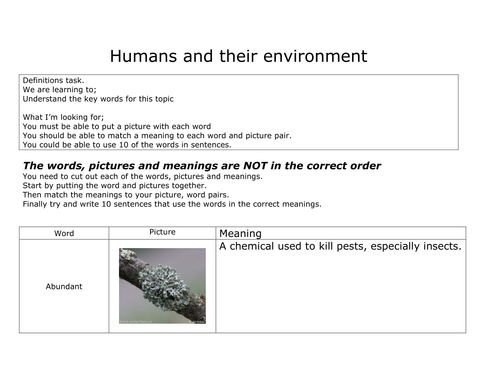 Human Impact on the Environment worksheets | Teaching Resources