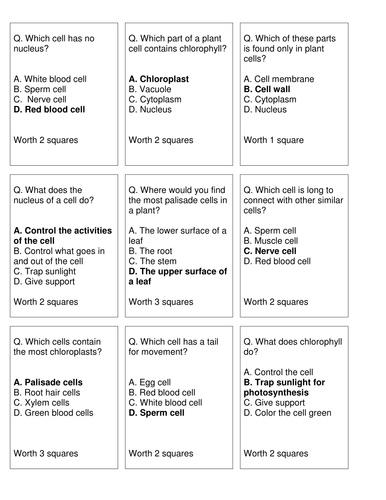 Tissues and Transplants revision game | Teaching Resources