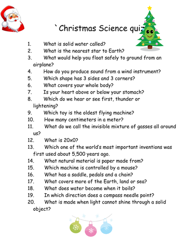 Christmas Science Quiz | Teaching Resources