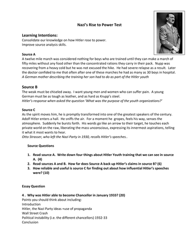 Nazi Rise to Power Test | Teaching Resources