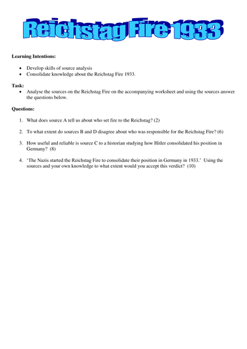 Hitler and the Reichstag Fire | Teaching Resources