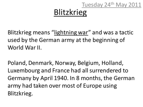 Blitzkrieg | Teaching Resources