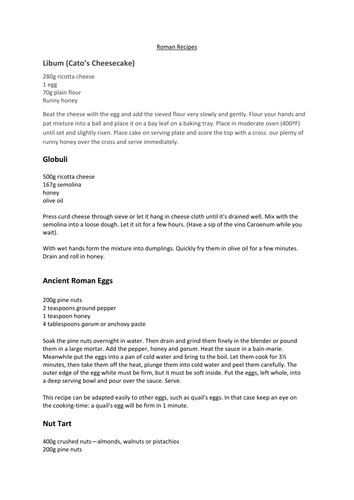 Roman Food | Teaching Resources