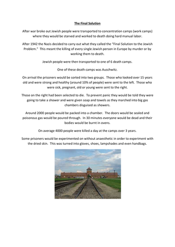 The Final Solution - Holocaust Lesson PowerPoint | Teaching Resources