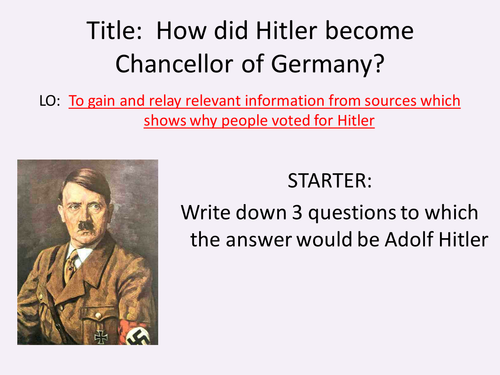 How Hitler Became Chancellor Lesson PP | Teaching Resources