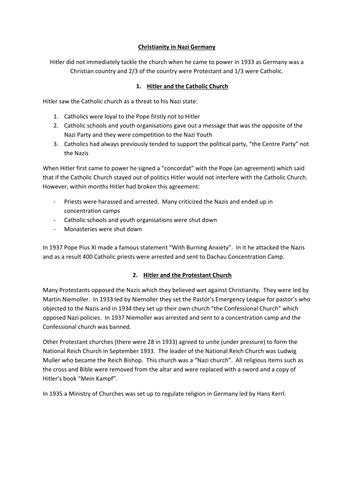 Germany Christianity & Nazis | Teaching Resources