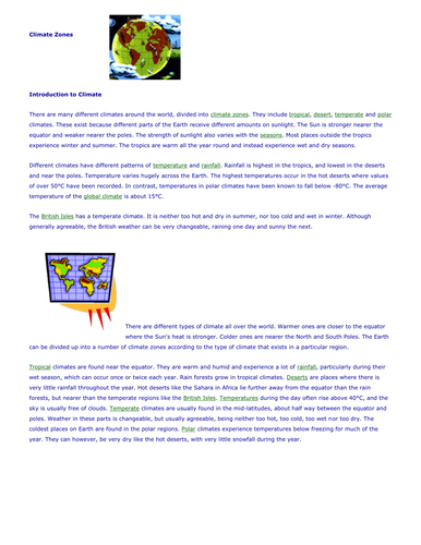 World Climate Zones Information | Teaching Resources