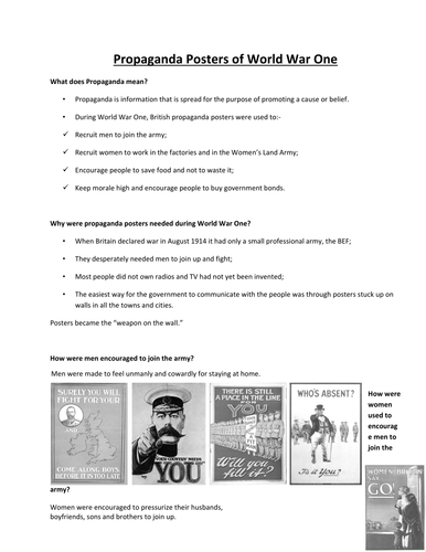 Propaganda Posters World War One | Teaching Resources