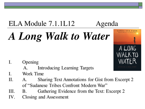ELA 7 Module 1 Unit 1 (A Long Walk to Water) | Teaching Resources