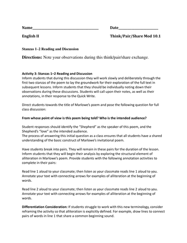 ELA Module 10.1 Reading Closely & Writing | Teaching Resources