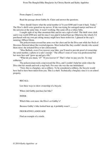 Bungled Bike Burglaries guided reading passages | Teaching Resources