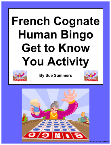 French Cognate Human Bingo Get to Know You Activity | Teaching Resources
