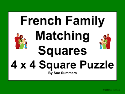 French Family Bundle of 5 - Practice Puzzles, Vocabulary, and Game ...