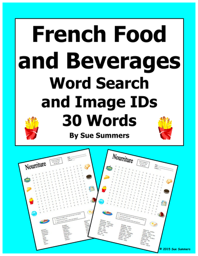 French Food and Beverages Word Search Puzzle and Image IDs | Teaching ...
