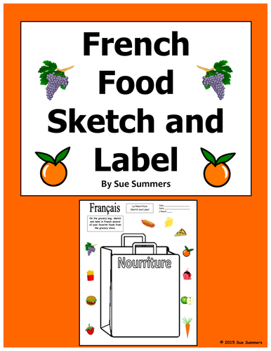 French Food Grocery Bag Sketch and Label Activity | Teaching Resources