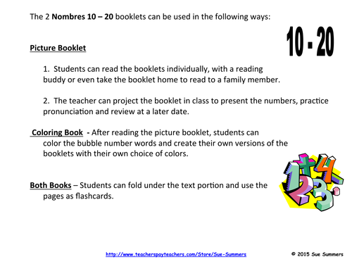French Numbers 2 Coloring Booklets With Numbers 10 - 20 | Teaching ...