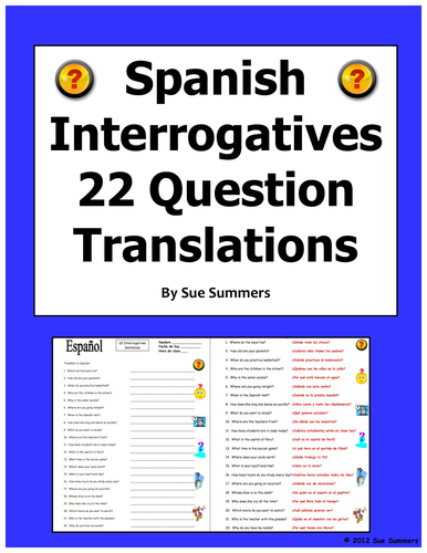 Interrogatives Words Sentences - Spanish Questions Words Worksheet ...