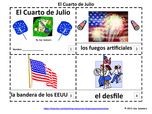 Spanish 4th of July El Cuarto de Julio 2 Booklets and Presentation ...