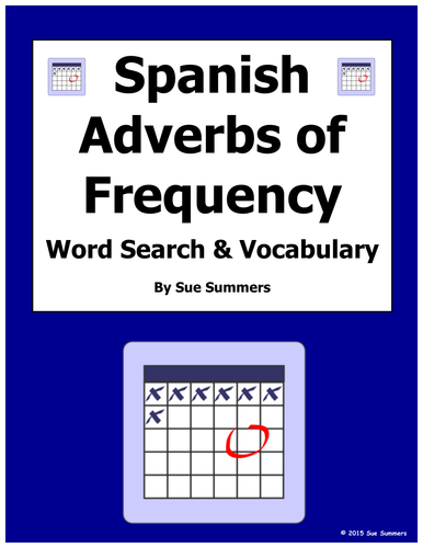 Spanish Adverbs of Frequency Word Search Worksheet and Vocabulary ...