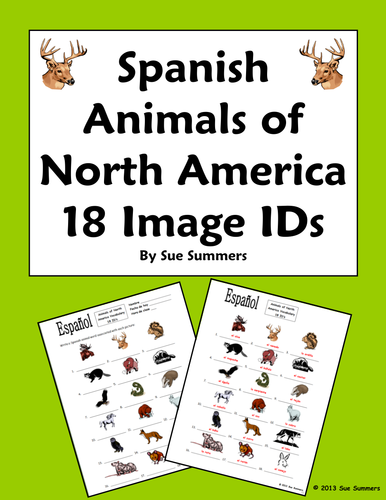 Spanish Animals of North America / Wild Animals Vocabulary IDs ...