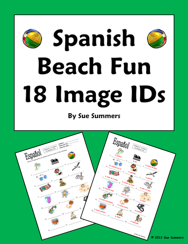 Spanish Beach Fun Vocabulary Image IDs Worksheet - La Playa | Teaching ...