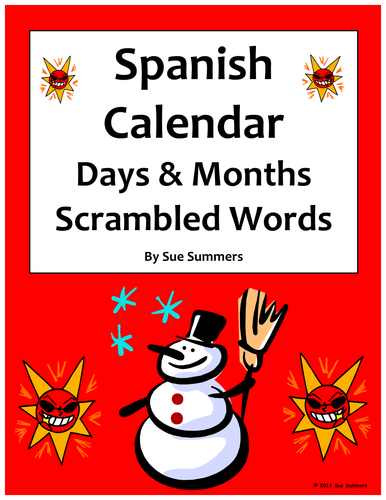 Spanish Calendar Scrambled Words - Days, Months, Seasons & Images ...