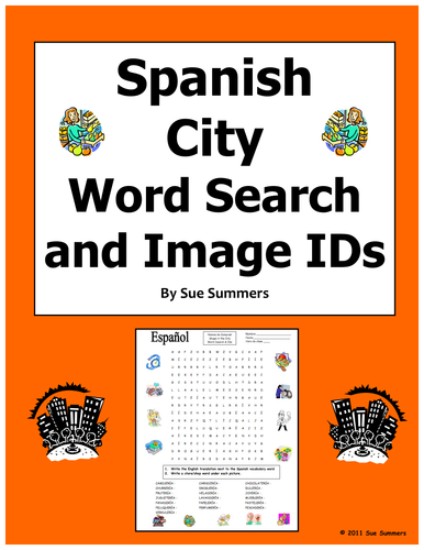 Spanish City Shops Word Search Puzzle and Vocabulary IDs Worksheet ...