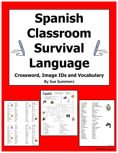 Spanish Classroom Survival Crossword Puzzle, Vocabulary and Image IDs ...