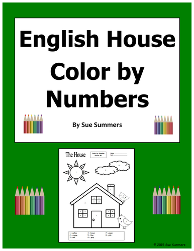 Spanish Color by Numbers House - Los Colores | Teaching Resources