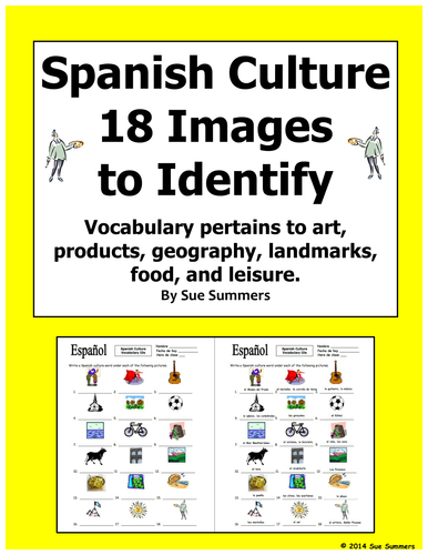 Spanish Culture 18 Image IDs Worksheet and Vocabulary List | Teaching ...