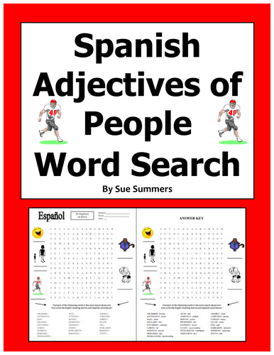 Spanish Descriptive Adjectives of People Word Search Worksheet ...