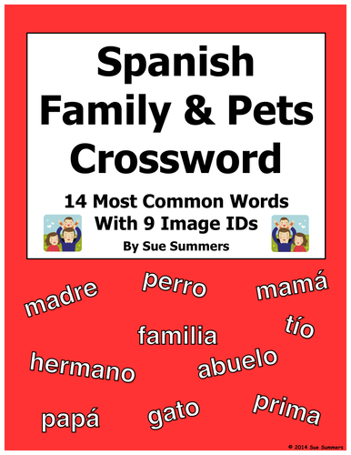 Spanish Family 14 Word Crossword and 9 Picture IDs - La Familia ...