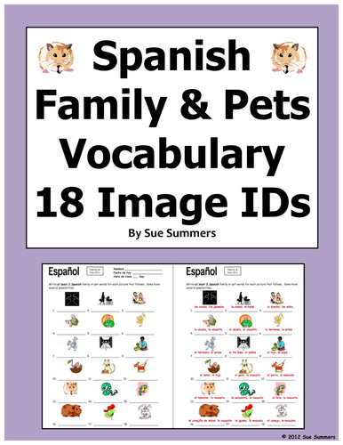 Spanish Family and Pets 18 Vocabulary IDs - La Familia | Teaching Resources